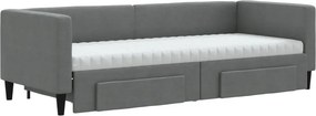 Válenda s přistýlkou a zásuvkami tmavě šedá 80 x 200 cm textil 3196628