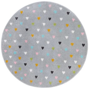 Šedý dětský koberec ø 140 cm Little Hearts – Hanse Home