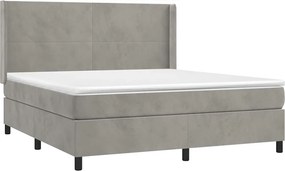 Box spring postel s matrací světle šedá 180x200 cm samet 3132573