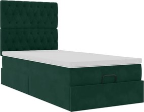 Osmanský rám postele s matracemi tmavě zelené 100x200cm samet 3314375