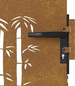 Zahradní branka 85 x 75 cm corten ocel bambusový design 153232