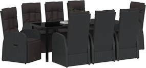 Zahradní jídelní souprava 9 ks Černá polyratan 3379519
