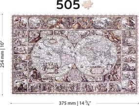 WOODEN CITY Dřevěné puzzle Mapa doby objevů / 505 dílků / od 14 let