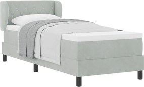 Postel s boxspringem s čelo Světle šedá 80 x 200 cm samet 3340304
