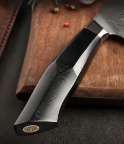 Nůž šéfkuchaře 8.5" XINZUO ŠIGA 67 vrstev damaškové oceli + kožené pouzdro