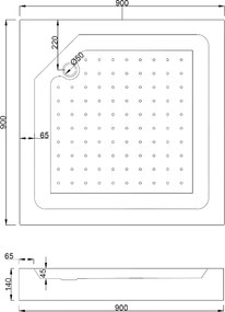 Mexen Rio, čtvercový sprchový kout 90(dveře)x90(dveře)x190 cm, 5mm šedé sklo, černý profil + bílá sprchová vanička RIO, 860-090-090-70-40-4510