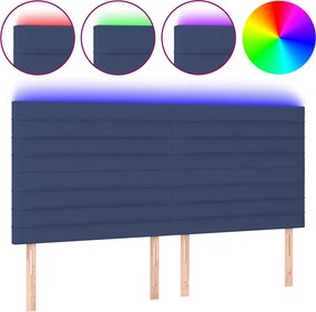 Čelo postele s LED modrá 200x5x118/128 cm textil 3122592