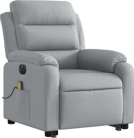 Elektrické zvedací masážní polohovací křeslo světle šedé textil 3205016