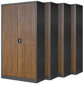 Sada 4x kovová kancelářská kartotéka JAN, 900 x 1850 x 400 mm, Eco Design: antracitová/ ořech