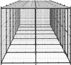 vidaXL Venkovní psí kotec se střechou pozinkovaná ocel 16,94 m² [3082254] Barva: Černo-stříbrný