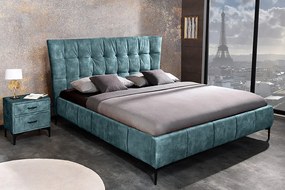 Designová manželská postel Boutique petrolejový samet 160x200cm