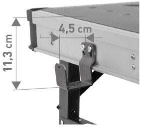 Pracovní skládací stůl Fortum, 850x600mm, výška 73,5-88,5cm