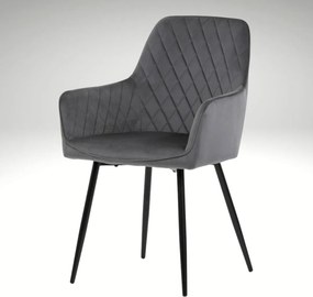 Vikio Jídelní set pro 6 osob 160x90 cm soft dub noha X šedá židle s područkami VJS226-6S