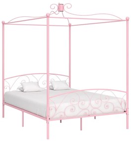 Rám postele s nebesy růžový kovový 180 x 200 cm,  284491 HangarStore.cz
