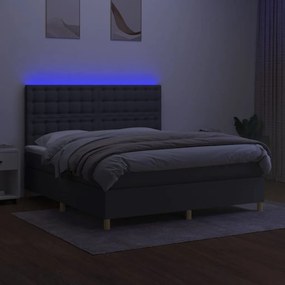 Box spring postel s matrací a LED tmavě šedá 160x200 cm textil 3135766