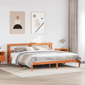 Rám postele s čelem voskově hnědý 200x200 cm masivní borovice 3305744