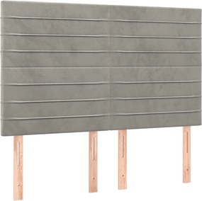 Box spring postel s matrací a LED světle šedá 140x190 cm samet 3136179