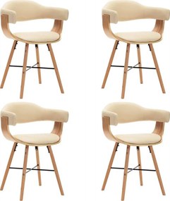 vidaXL Jídelní židle 4 ks krémové umělá kůže a ohýbané dřevo [279493] Barva: krémová a světle hnědá