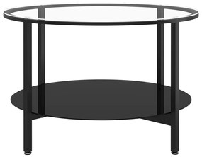 Čajový stolek černý a průhledný 70 cm tvrzené sklo - Default Title