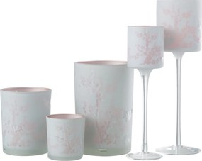 2ks růžový a modrý skleněný svícen na čajovou svíčku Sakura - Ø 7*8 cm