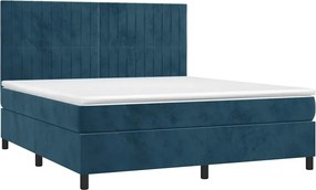 Box spring postel s matrací tmavě modrá 160x200 cm samet 3143155