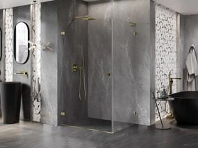 Mexen Lunar-B L, sklápěcí sprchový kout levý 100 x 70 cm, 8mm čiré sklo, zlatý profil, 832L-100-070-50-00-L