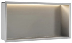 Rea Rea, LED polička na zapuštění 60x30x10 cm, 12W, 3000K, broušená ocel, REA-08544