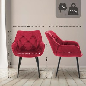 Sada 4 ks židle Tanna samet – červená