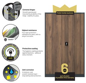 Kancelářská kovová skříň na dokumenty JAN II, Eco Design: antracit/ořech