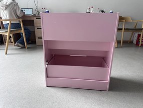 AIYAPLAY Montessori knihovna pro děti se zásuvkou, 3 patra, růžová