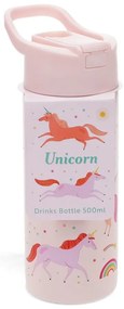 Světle růžová nerezová dětská lahev 500 ml Unicorn – Rex London