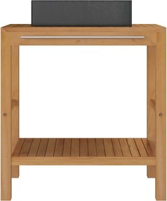 Koupelnová skříňka masivní teak s umyvadlem mramorové černé 3058159