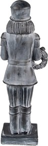 Šedá antik dekorace Louskáček s věnečkem I - 15*11*47 cm