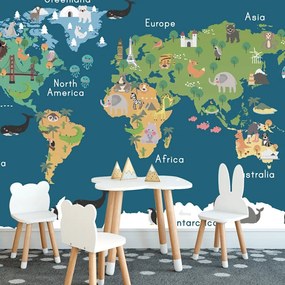 Tapeta dětská mapa světa - 450x300 cm
