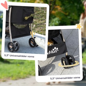 PawHut vozík pro psy 2 v 1, skládací kočárek pro psy s polštářem, 4 kolečka, síťované okno, tkanina Oxford, černá| Aosom