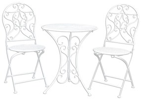 Bílá zahradní skládací souprava - stůl + 2 židle - Ø 60*70 / 2x Ø 40*40*92 cm