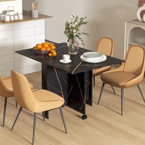 Skládací kuchyňský stůl HOMCOM, skládací jídelní stůl se 2 skládacími deskami, 2 kolečky s brzdami, pro 6 osob, nosnost 20 kg, 120 x 80 x 73 cm, imit…
