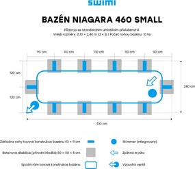 Technypools Bazénový set NIAGARA 460 SMALL 5,10 x 2,40 x 1,25 m (9906K) Barva: šedá