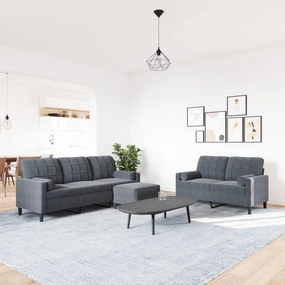 3dílná sedací souprava s poduškami a podhlavníky tmavě šedá 3278422
