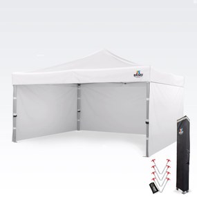 BRIMO Hliníkový Nůžkový stan 4x4 m ALU PREMIUM – 3 stěny, HEX 45 mm - s 3 stěnami - Bílá P. Alu