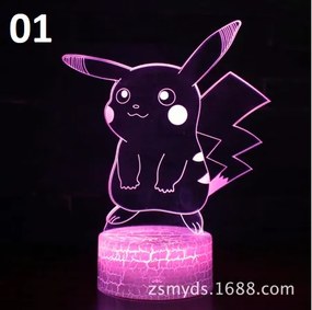 Pokemon Pikachu 3D lampa se změnou barvy Balení: s dálkovým ovladačem, Varianta: 01