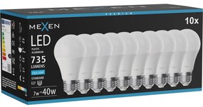 Mexen Nova 10x LED žárovka E27, A60, 7W, Studená - 6500K, 735 lm - L100-E27-0765-01x10