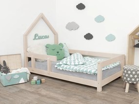 Benlemi Dětská postel domeček POPPI s bočnicí vlevo Barva: Nelakovaná, Rozměr: 90 x 200 cm