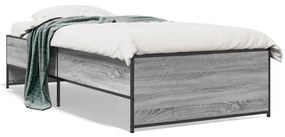 Rám postele šedý sonoma 90 x 190 cm kompozitní dřevo a kov