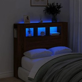 vidaXL Čelo postele s LED 120 x 18,5 x 103,5 cm kompozit [837342] Barva: hnědý dub