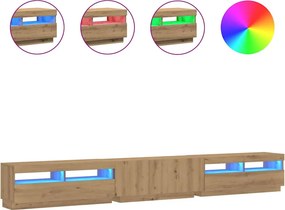 TV stolek s LED dub artisan 300x35x40 cm kompozitní dřevo 3329170