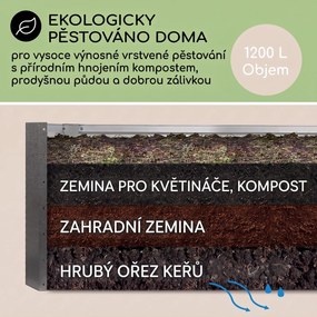 Blumfeldt High Grow Straight, vyvýšený záhon, 200 x 60 x 100 cm, 1200 l, ocel