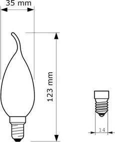 LED žárovka Classic BA35 E14 2W čirá / Svíčkový tvar / Teplá bílá 2700