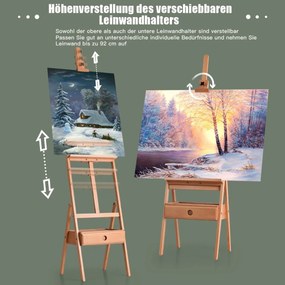 Costway Podlahový stojan Artist se zásuvkou z bukového dřeva stojan