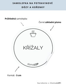 KŘÍŽALY – průhledná samolepka na dózu, základní písmo, 5 cm | DomaLEP